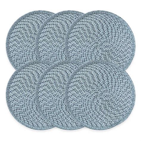 Set Of 6 Pila Navy Blue Round Placemats 15