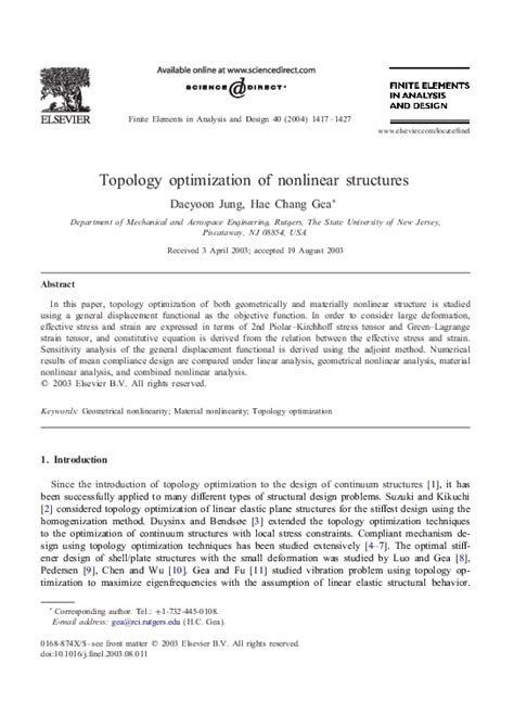 pdf topology optimization of nonlinear structures