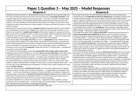Aqa Paper 1 Question 3 Model Answers Teaching Resources