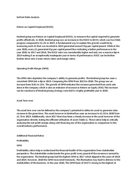 dupont ratio analysis download free pdf return on equity revenue