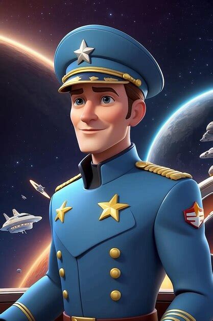 Premium Photo Starship Captain Cartoon Character 3d Animation