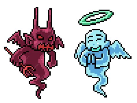 Premium Vector Pixel Art Demon Angel Spirit