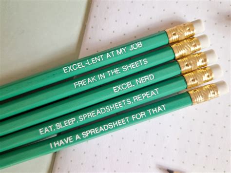 Excel Nerd Pencils Set Perfect T For Him Her Secret Etsy Uk