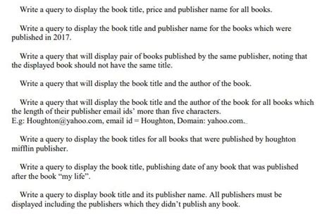 Solved Write A Query To Display The Book Title Price And