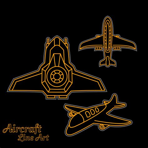 Line Drawing Of Fighter Aircraft Aircraft Elements 13677342 Vector