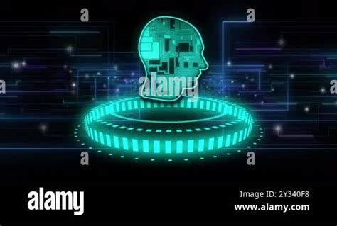 Futuristic Interface And Digital Circuit Head Animating Artificial Intelligence Technology