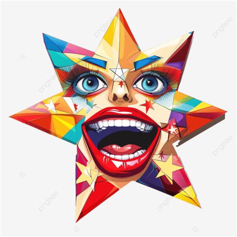 파란 눈과 붉은 입술을 가진 화려한 만화 스타 화려한 만화 별 Png 일러스트 및 이미지 에 대한 무료 다운로드 Pngtree