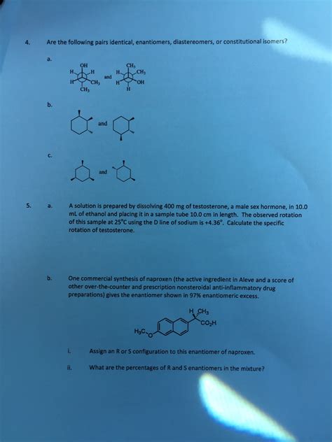 Solved Are The Following Pairs Identical Enantiomers