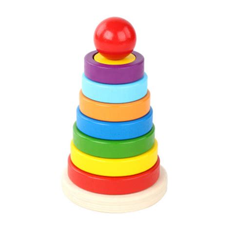 Wooden Rainbow Tower Double Stacked Wooden Learning Toys Wooden Academic Toys वुडन एजुकेशनल