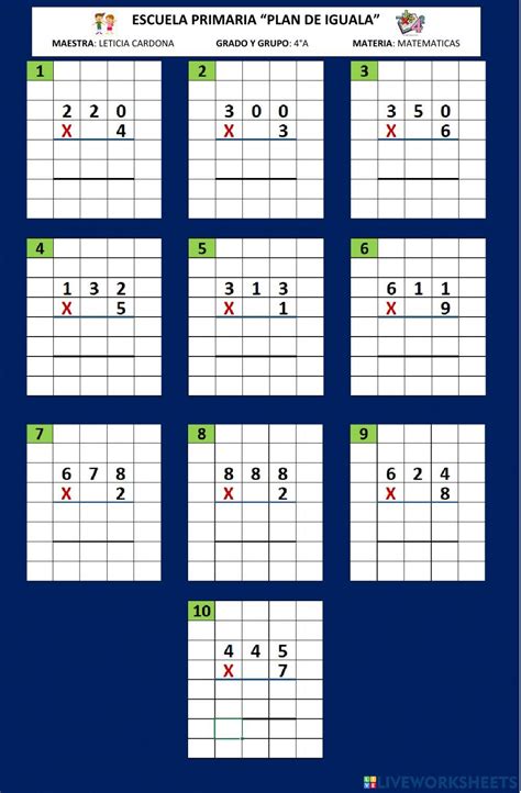Multiplicaciones 2 Exercise Live Worksheets
