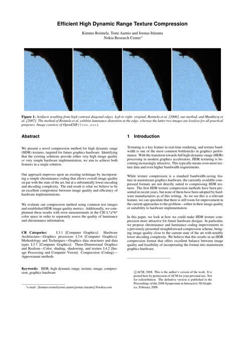 Pdf High Dynamic Range Texture Compression