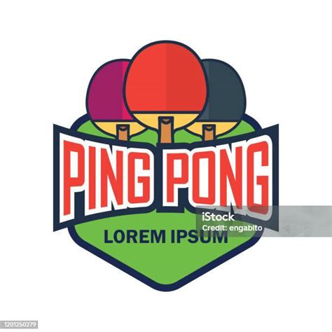 당신의 슬로건 태그 라인 벡터 일러스트에 대한 텍스트 공간이있는 탁구 탁구 휘장 Championship에 대한 스톡 벡터 아트