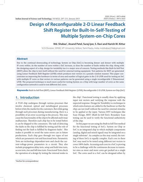 Pdf Design Of Reconfigurable 2 D Linear Feedback Shift Register For Built In Self Testing Of