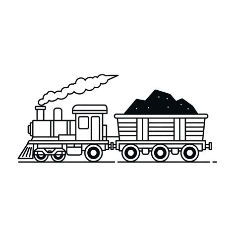 Vintage Steam Engine Train Pulling A Coal Wagon Graphic Illustration