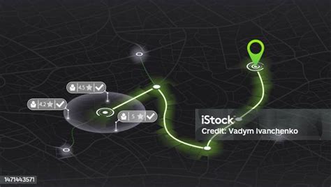 디지털 Gps 내비게이션 지도의 도로 방향입니다 위치는 대시보드를 추적합니다 도시 거리 도로 경로 회전 및 목적지 태그 또는 표시 거대한 도시 평면도 거리에 대한 스톡 벡터