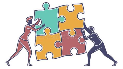 People Assembling Large Puzzle Pieces Teamwork Solution Vector Design Generative Ai Stock