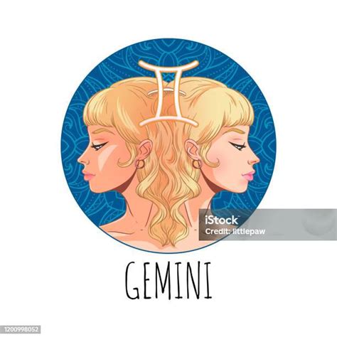 쌍둥이 자리 조디악 기호 작품 아름다운 소녀 얼굴 별자리 기호 별 표기 벡터 일러스트 쌍둥이자리에 대한 스톡 벡터 아트 및 기타 이미지 Istock