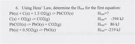 Solved 6 Using Hess Law Determine The Hrxn For The First Chegg Com
