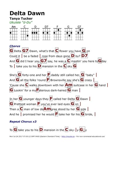 Delta Dawn Tanya Tucker Guitar Chords