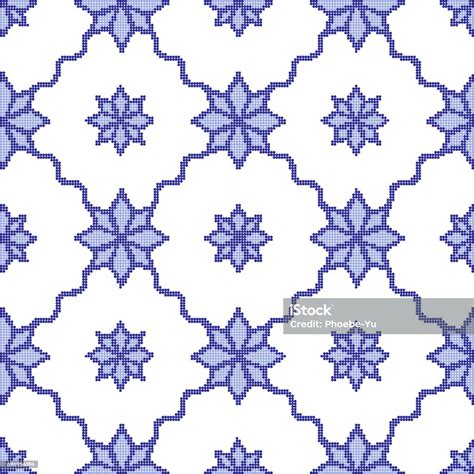 하프톤 다채로운 완벽 한 복고풍 패턴 빈티지 블루 스타 웨이브 크로스 라인 꽃 0명에 대한 스톡 벡터 아트 및 기타 이미지 0명 고풍스런 곡선 Istock