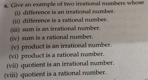Give An Example Of Two Irrational Numbers Whose I Difference Is An Irra