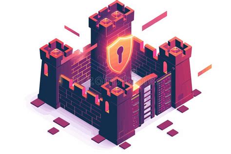 Firewall Protecting Servers From Cyber Threats Isometric Ransomware Isolated Stock Vector