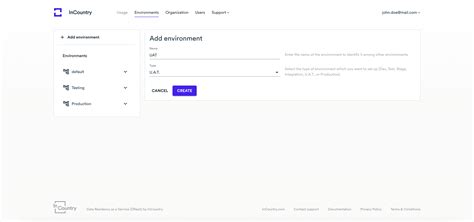 Environments InCountry Docs