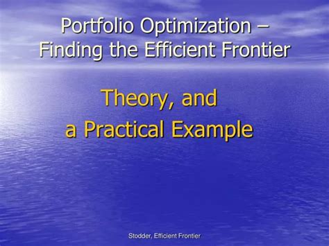 PPT Portfolio Optimization Finding The Efficient Frontier PowerPoint Presentation ID