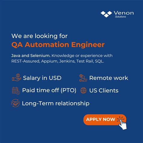Jobopening Qa Automationengineer Remotejob Techcareers Selenium Venon Solutions