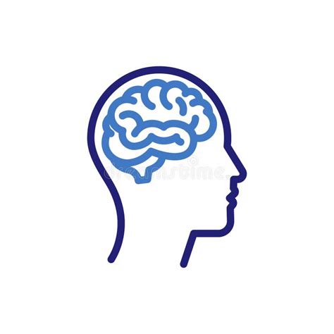 Profile Of A Person With A Brain Thin Line Icon Vector Illustration Symbol For Psychological