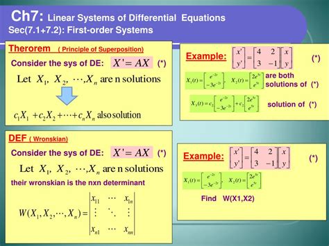 Ppt Ch7 Linear Systems Of Differential Equations Powerpoint Presentation Id 4493689