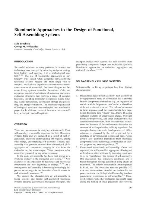 Pdf Biomimetic Approaches To The Design Of Functional Self
