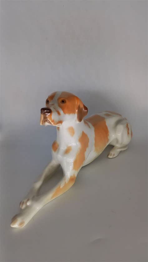 Винтажная советская Статуэтка скульптура Собака Пойнтерьер фарфор ЛФЗ СССР купить по