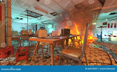3d Rendering Of The Fire Scene Stock Illustration Illustration Of