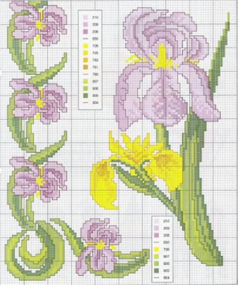 Схемы для вышивки ирисы Вышитые крестиком цветы Вышивка крестом