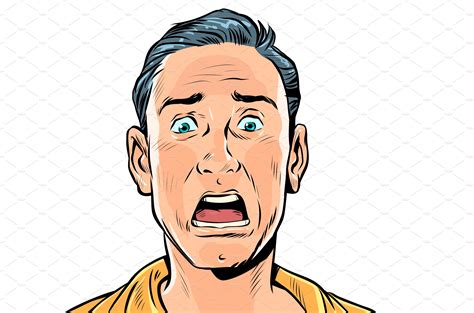 Male Face Fright Emotion Fear People Illustrations ~ Creative Market