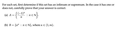 Solved For Each Set First Determine If This Set Has An Chegg Com