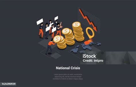 글로벌 세계 위기 개념 공격적인 사람들은 가격 인상에 반대합니다 경제 쇠퇴 몰락 인플레이션 평가 절하 주식 시장 붕괴 및 파산 아이소메트릭 3d 벡터 일러스트 레이 션 등측