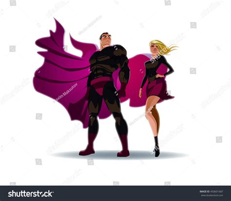 슈퍼히어로 커플남성과 여성 슈퍼히어로들이 빛 앞에서 스톡 벡터로열티 프리 450601687 Shutterstock