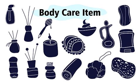 욕실과 샤워 시설을 위한 다양한 아이템세트 얼굴과 바디 케어 가정을 위한 향기 흰색 배경의 솔리드 디자인의 벡터 일러스트레이션입니다 각질제거에 대한 스톡 벡터 아트 및 기타