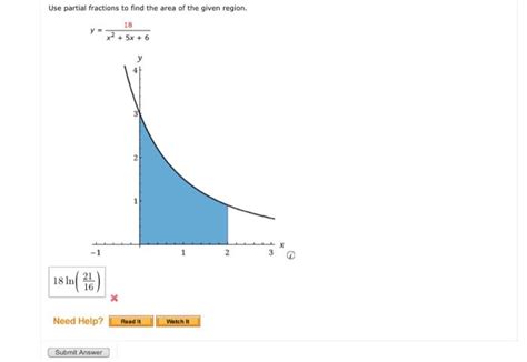 Solved Use Partial Fractions To Find The Area Of The Given Chegg Com