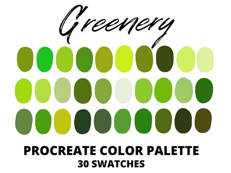 Procreate Color Palette Green Color Swatches Spring Greenery Etsy