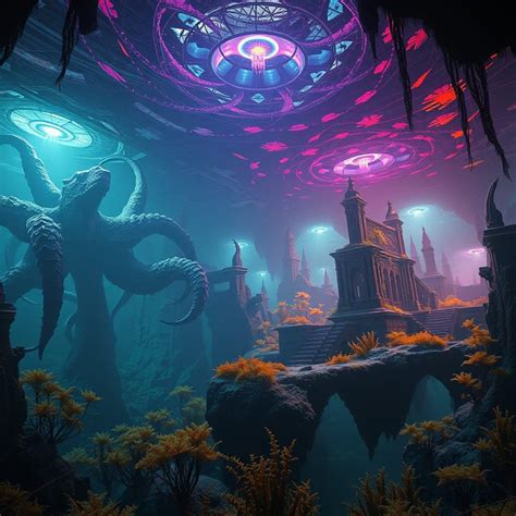 Dark Fantasy Oceanic Realm Illuminated By Ethereal Ai Art