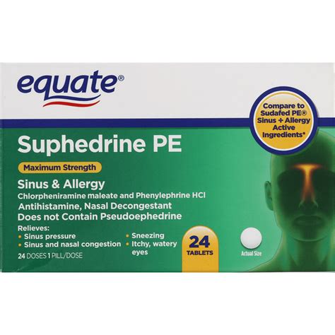 Equate Sinus And Allergy Maximum Strength Tablets 24 Each Delivery Or