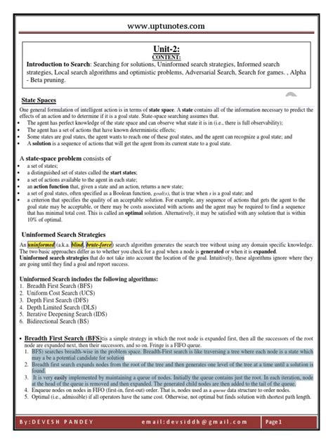Artificial Intelligence Unit Ii Pdf Areas Of Computer Science