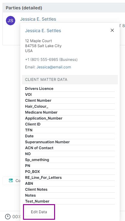 Editing Contact Information While Viewing A Matter Practice Management