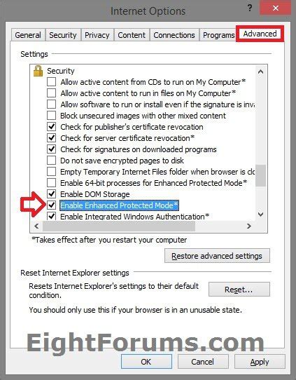 Internet Explorer Enhanced Protected Mode Turn On Or Off Windows Help Forums