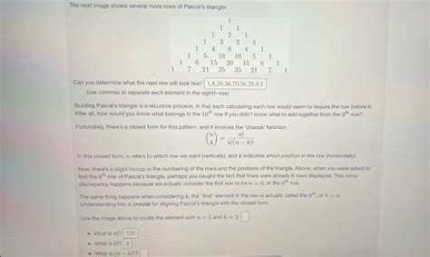 Solved The Next Image Shows Several More Rows Of Pascal S Chegg