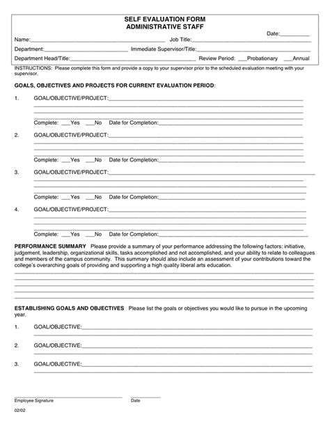 PERFORMANCE EVALUATION FORM In Word And Pdf Formats