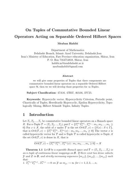 Pdf On Tuples Of Commutative Bounded Linear Operators Acting On